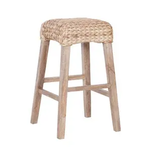 JONATHAN Y Maui Hyacinth/wood Backless Stool - Natural (29.5" Bar Stool)